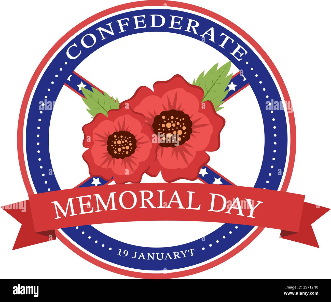 Confederate Memorial Day Template Hand Drawn Cartoon Flat Illustration ...