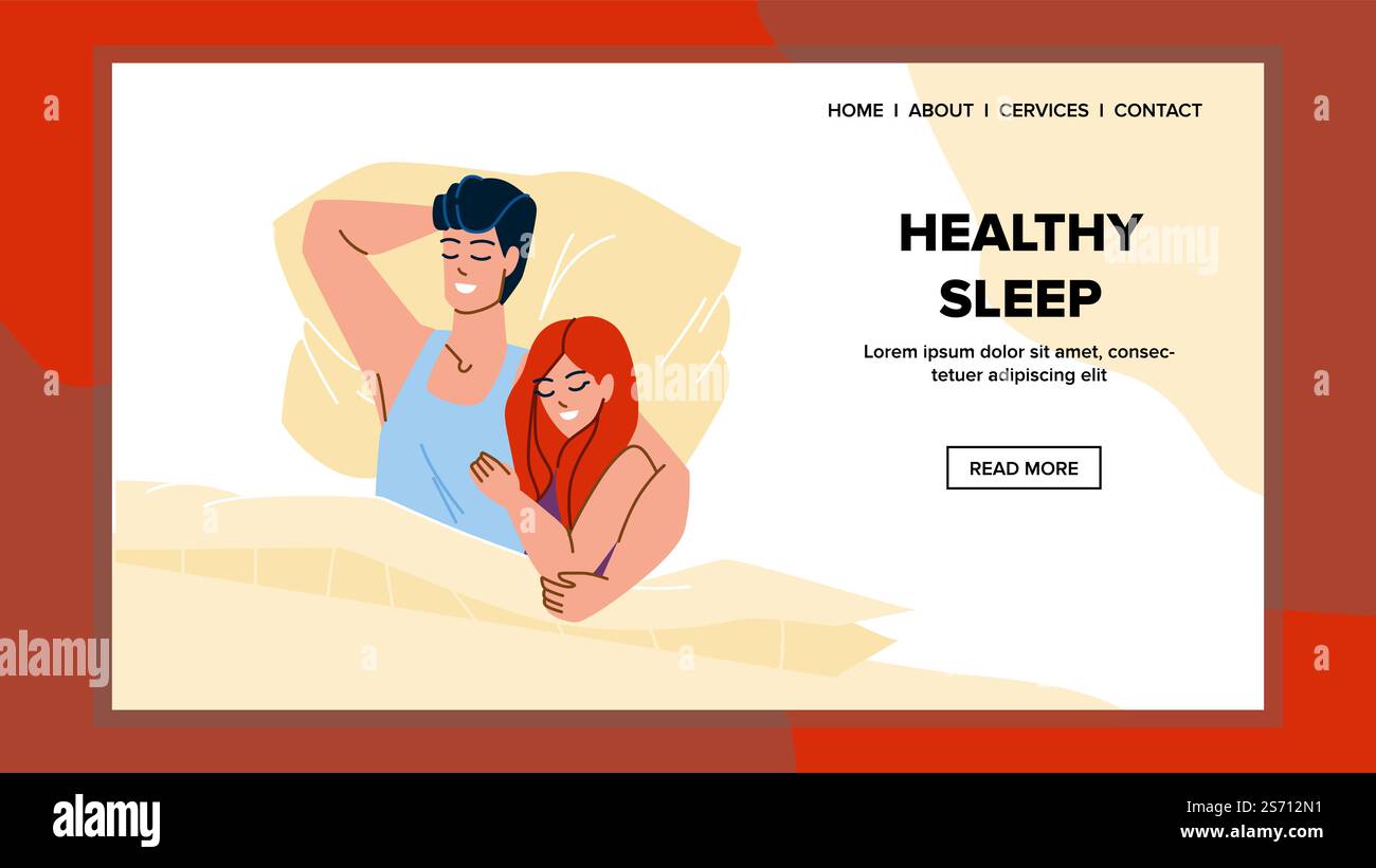 healthy sleep vector. bed pillow, woman happy, person girl, morning ...