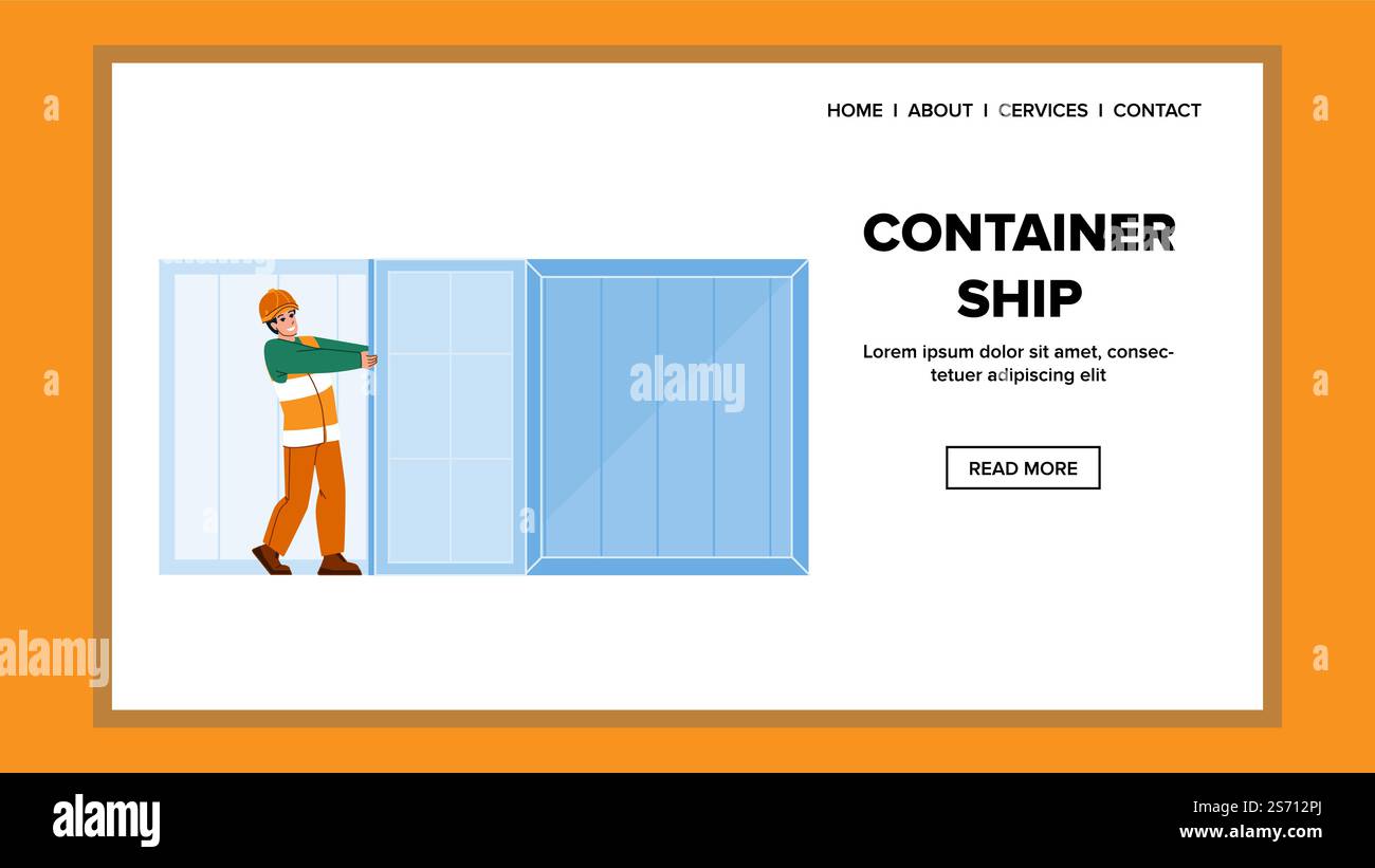 container ship vector. cargo transport, industry ship, export sea ...