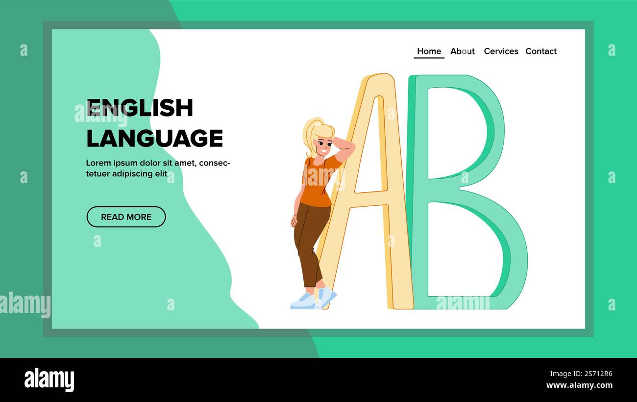 english language vector. school education, concept learn, student ...