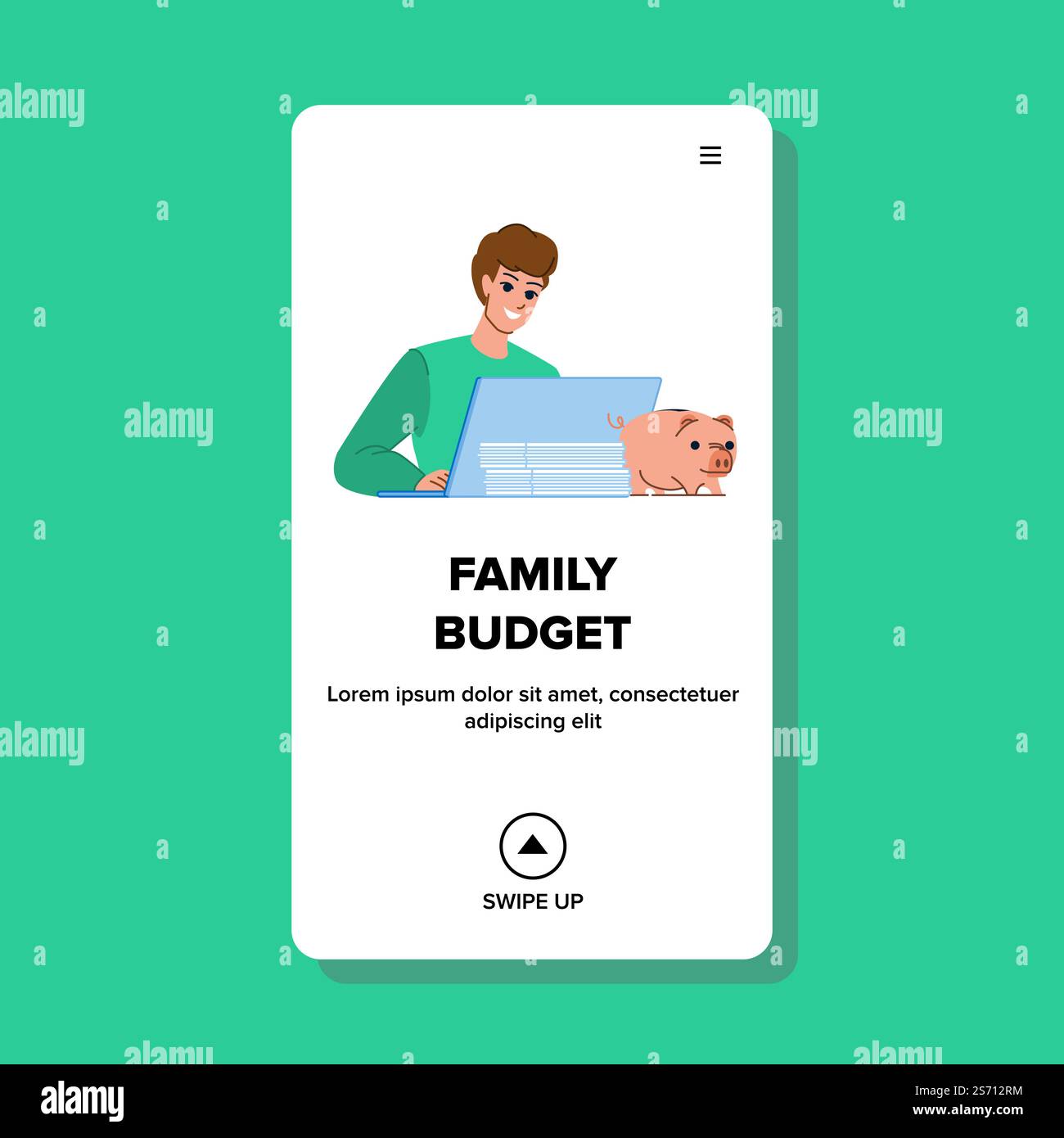 family budget vector. money finance, financial bank, woman home, man ...