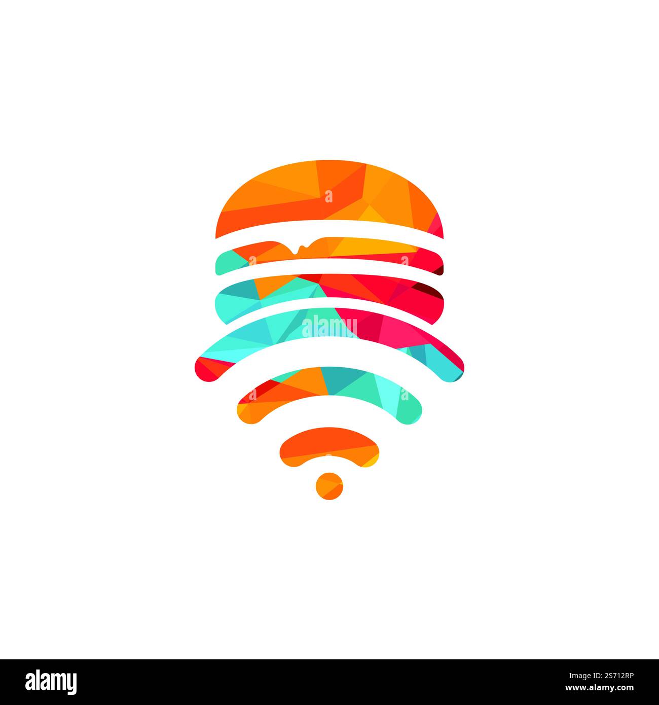 Online food logo design concept. Hamburger and WiFi signal symbol or ...
