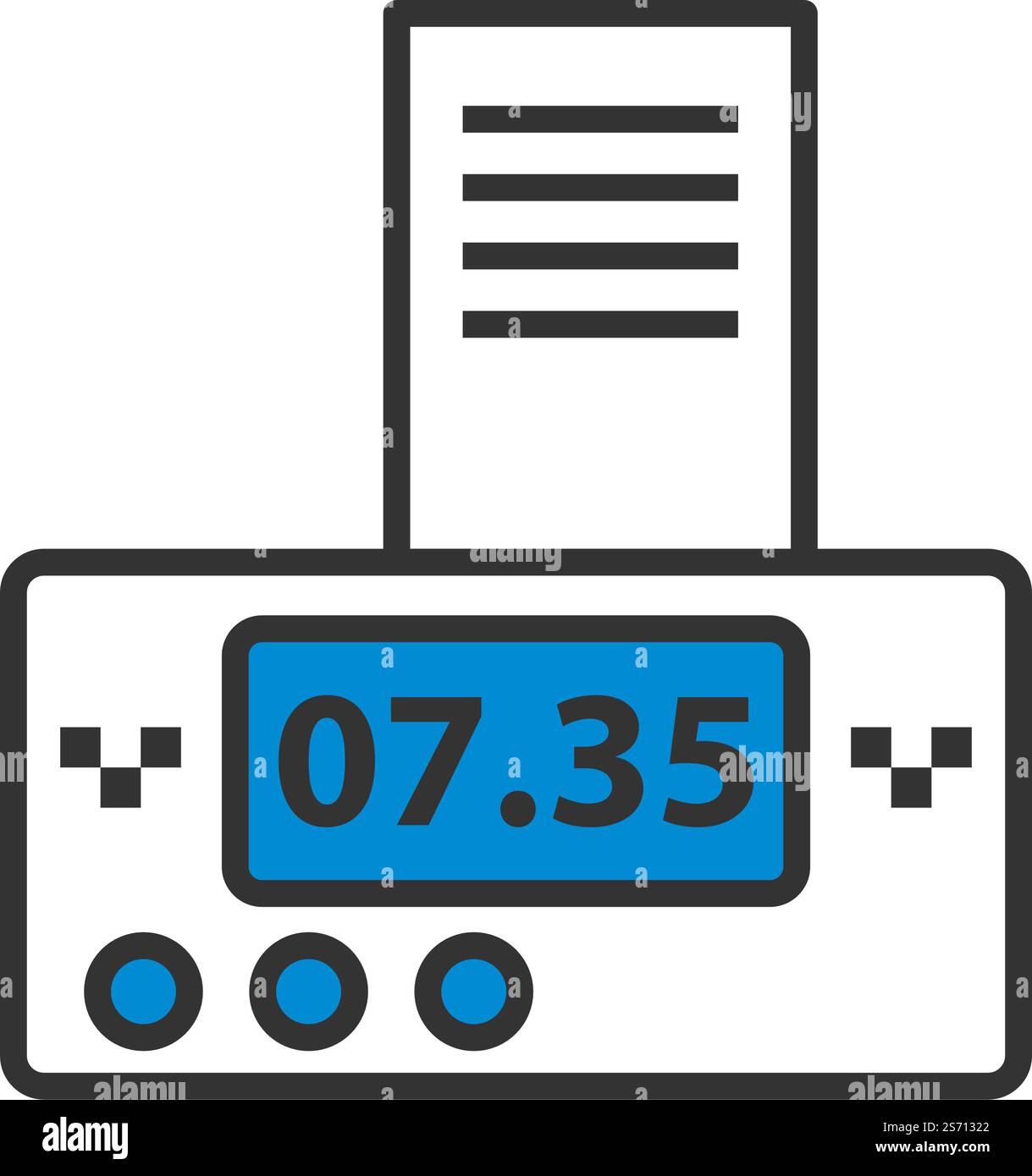 Taxi Meter With Receipt Icon. Editable Bold Outline With Color Fill ...