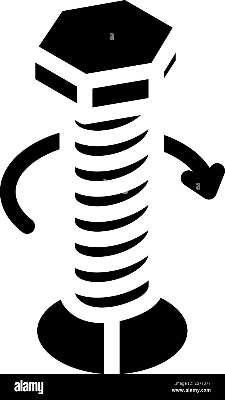 screw with screwdriver assembly furniture glyph icon vector. screw with ...