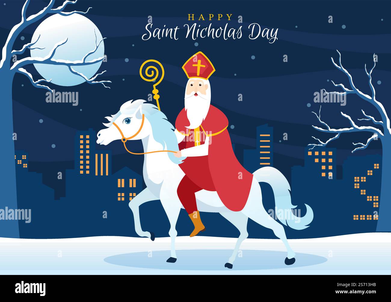 Saint Nicholas Day or Sinterklaas Celebration Template Hand Drawn ...