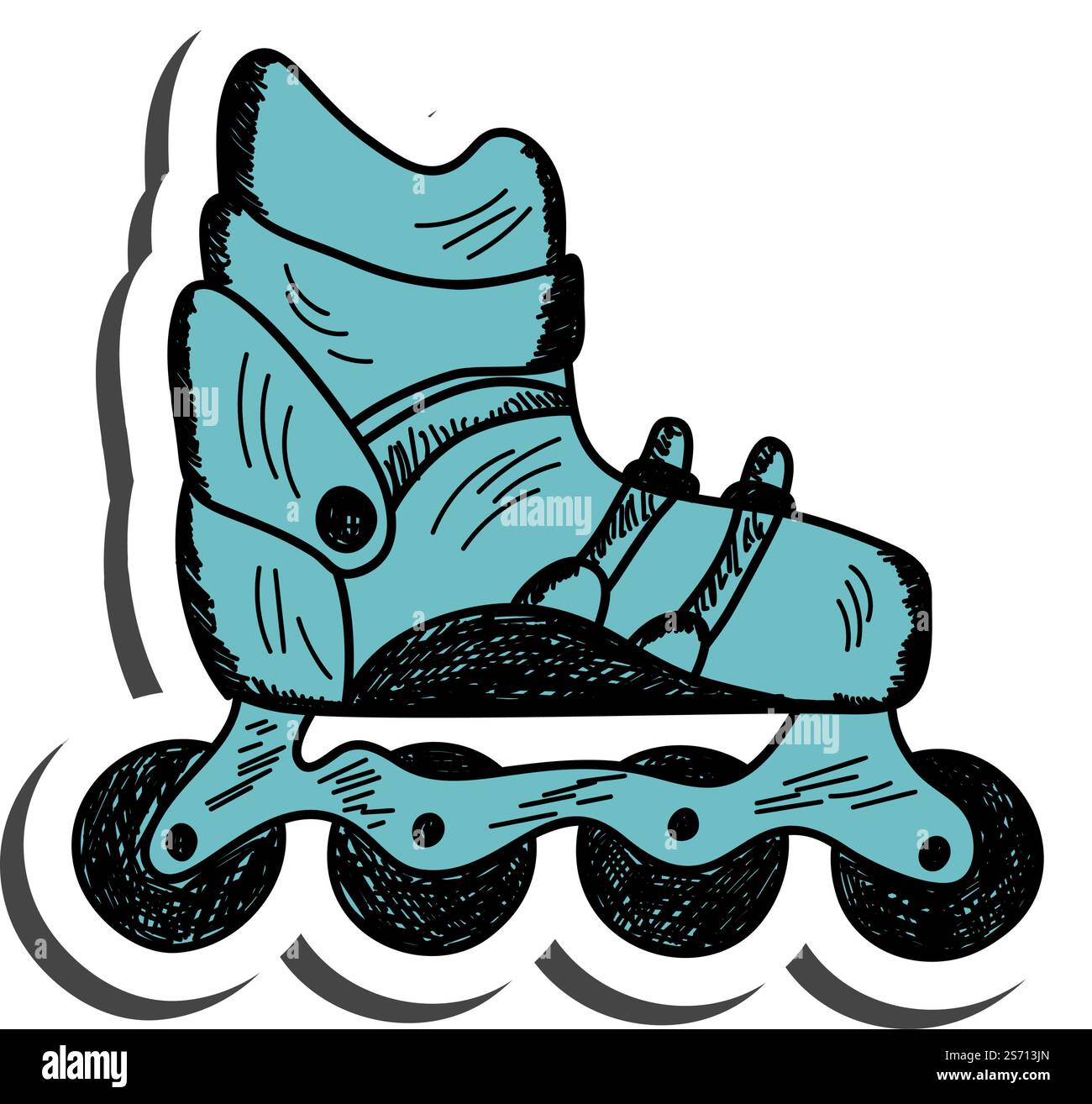 Roller skate sticker with shadow on education theme. Back to school ...