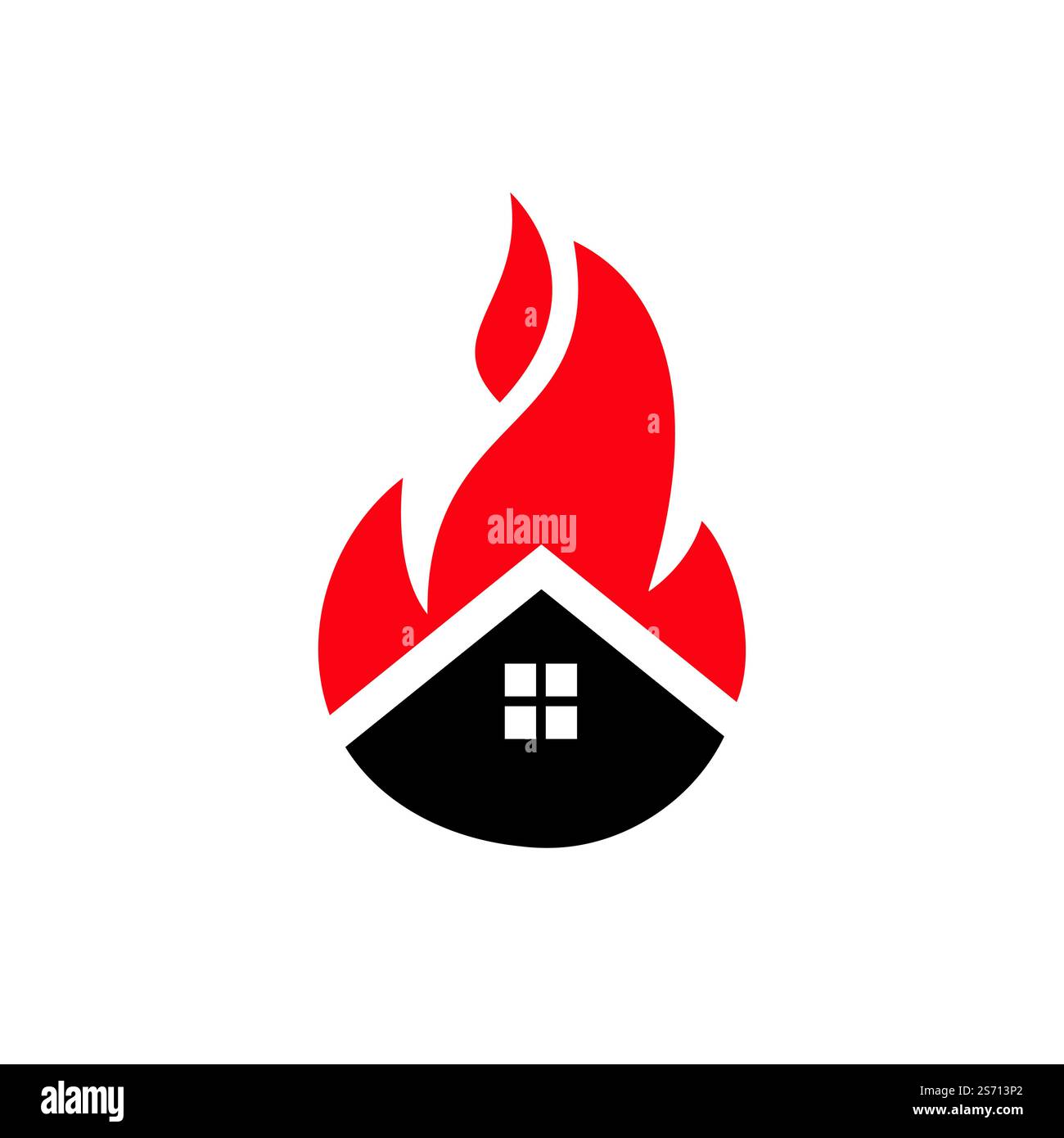 House fire vector logo design template. Preventing fire or fire alarm ...