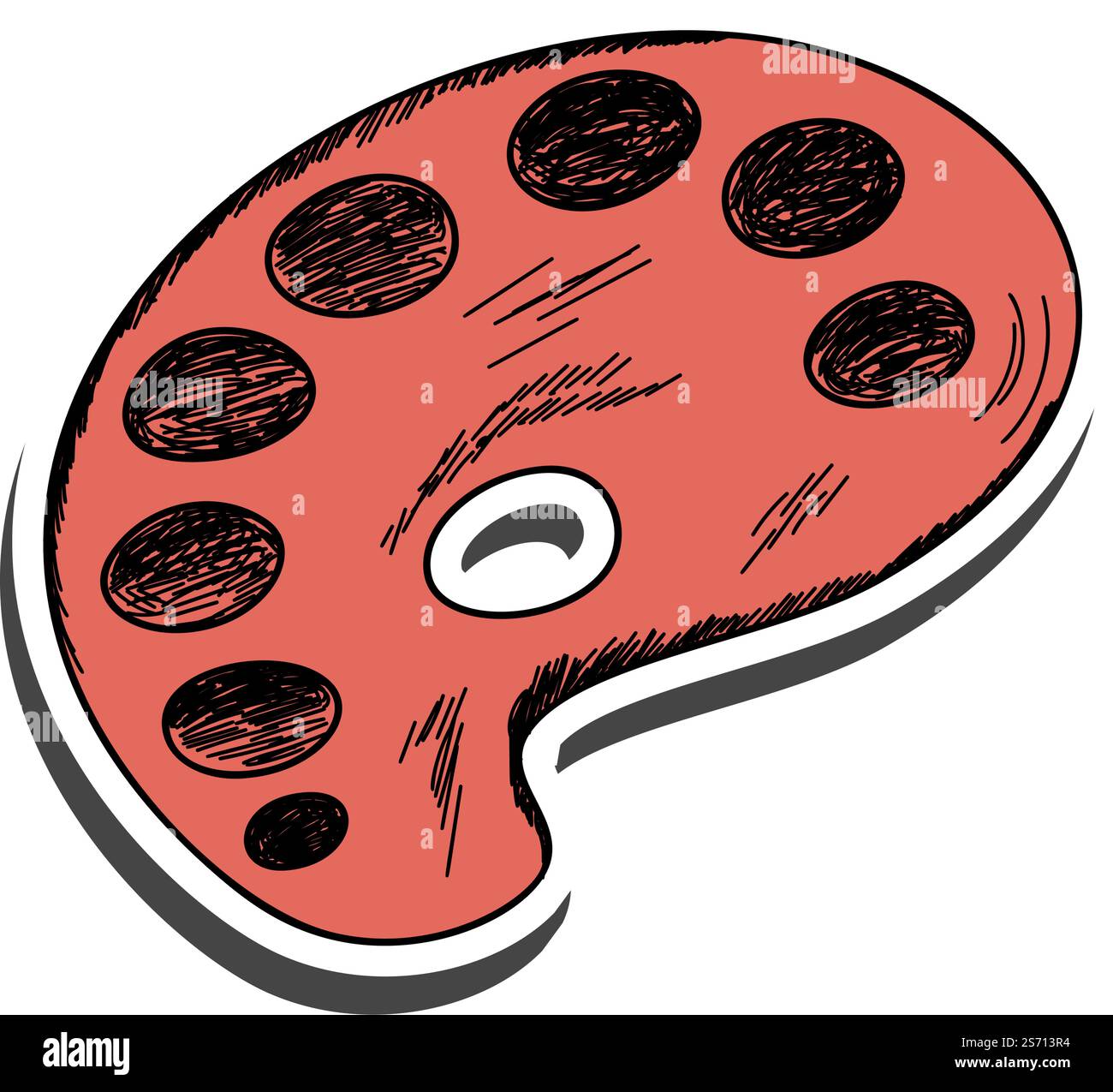 Paint palette sticker with shadow on education theme. Back to school ...