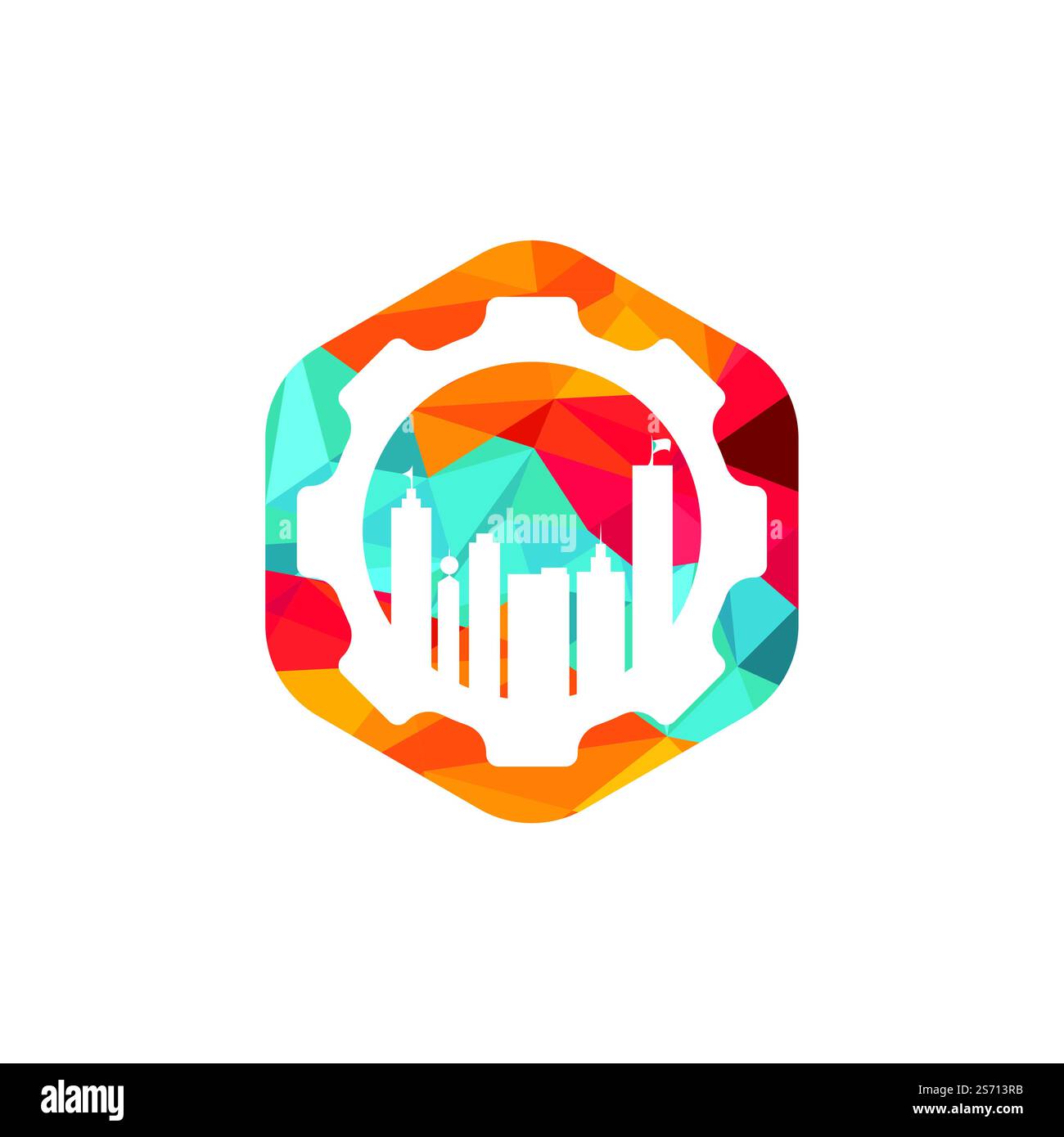 Gear building vector logo design. Building maintenance logo design ...