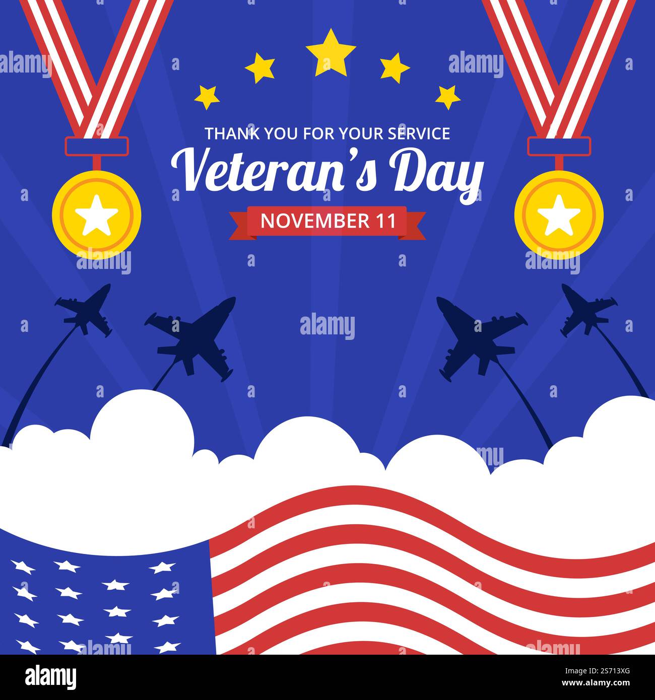 Happy Veterans Day Background Template Hand Drawn Cartoon Flat ...