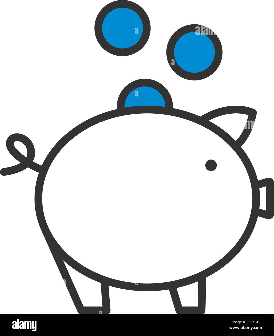 Golden Coins Fall In Piggy Bank Icon. Editable Bold Outline With Color ...