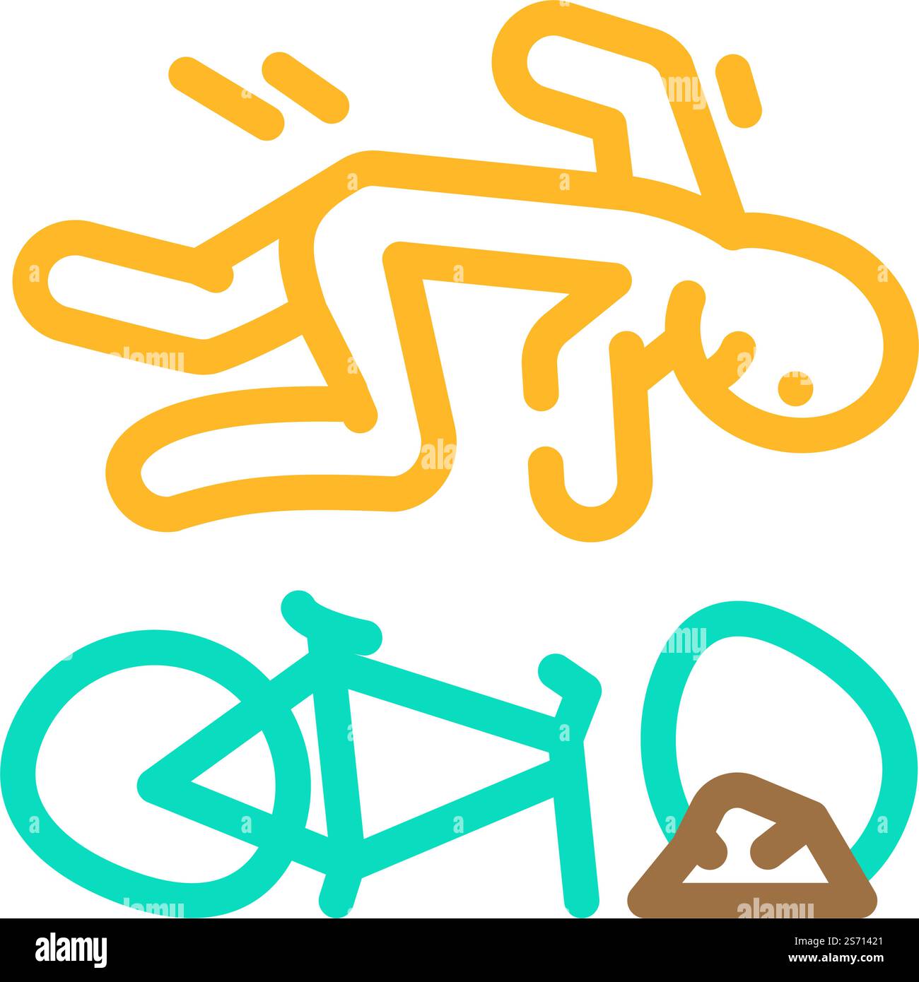 fall bike man accident color icon vector. fall bike man accident sign ...