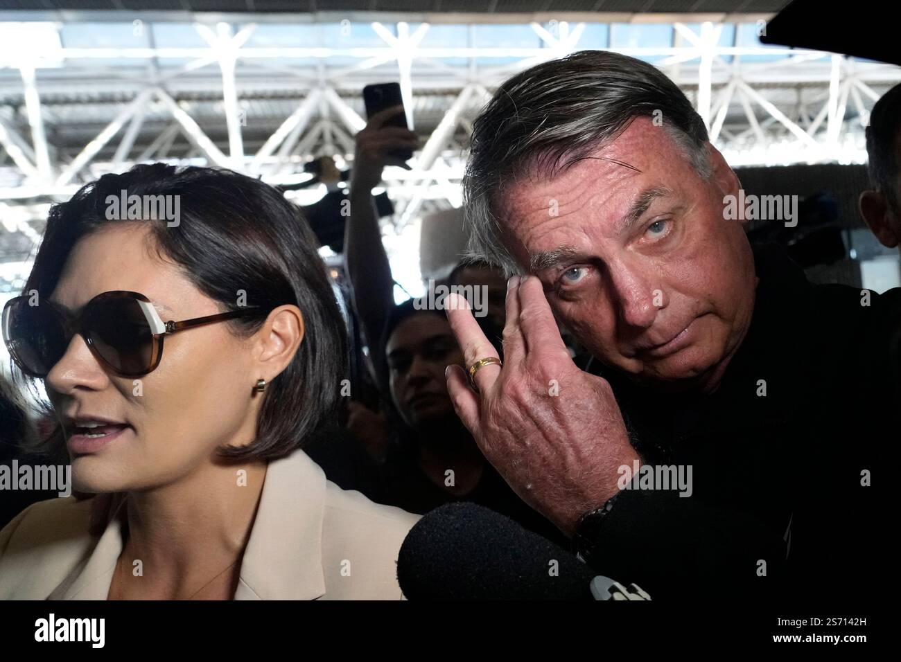 Former First Lady of Brazil Michelle Bolsonaro arrives accompanied by ...