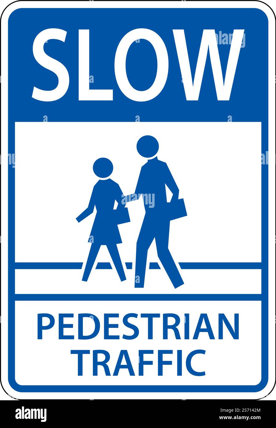 Slow Pedestrian Crossing Sign On White Background Stock Vector Image ...