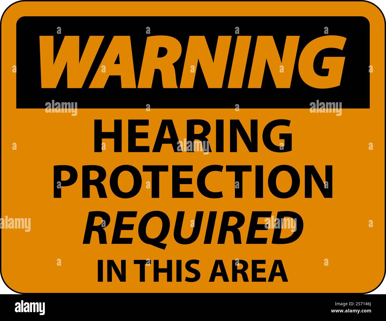 Warning Hearing Protection Required Sign On White Background Stock ...