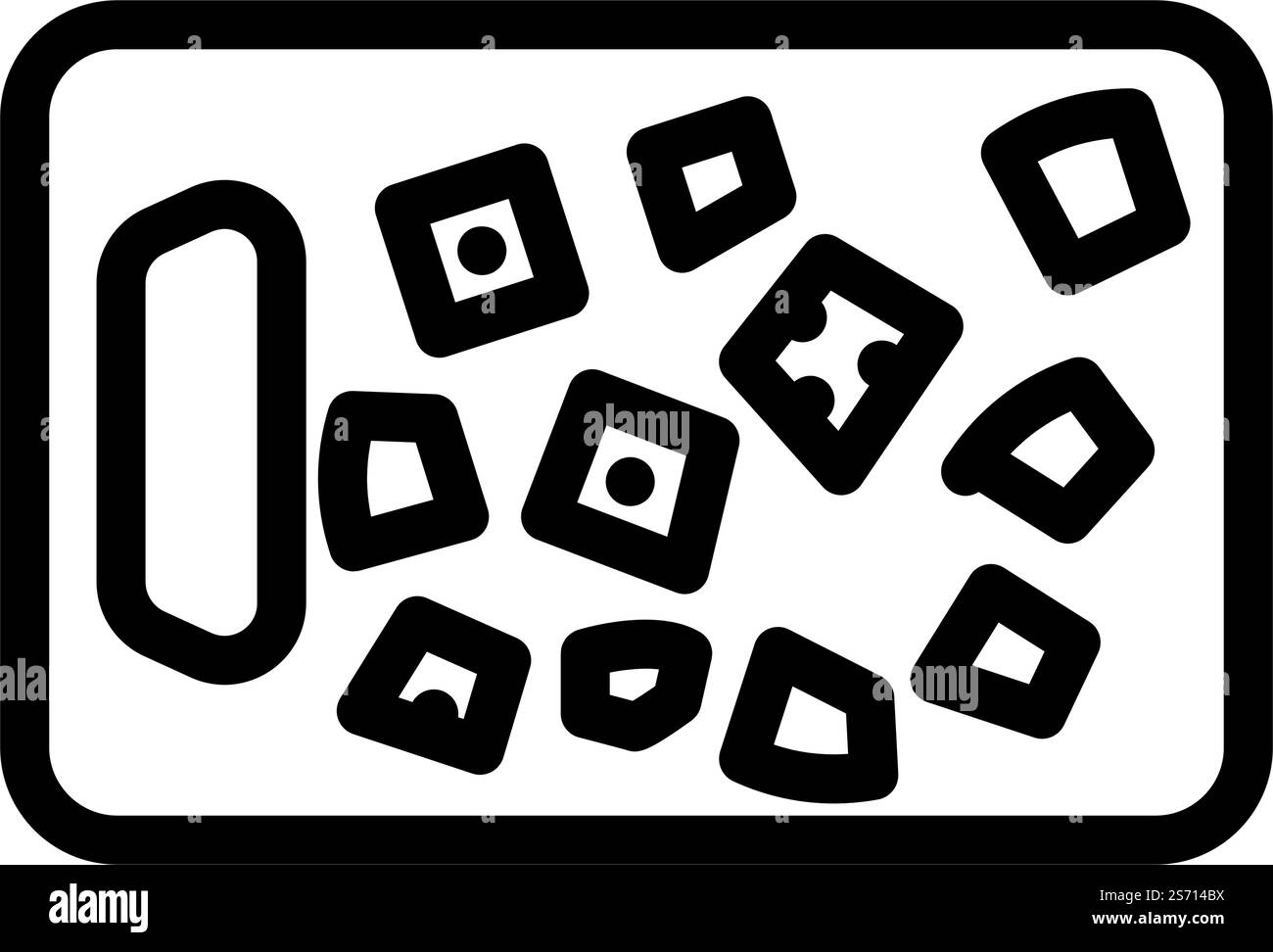 cube cut eggplant line icon vector. cube cut eggplant sign. isolated ...