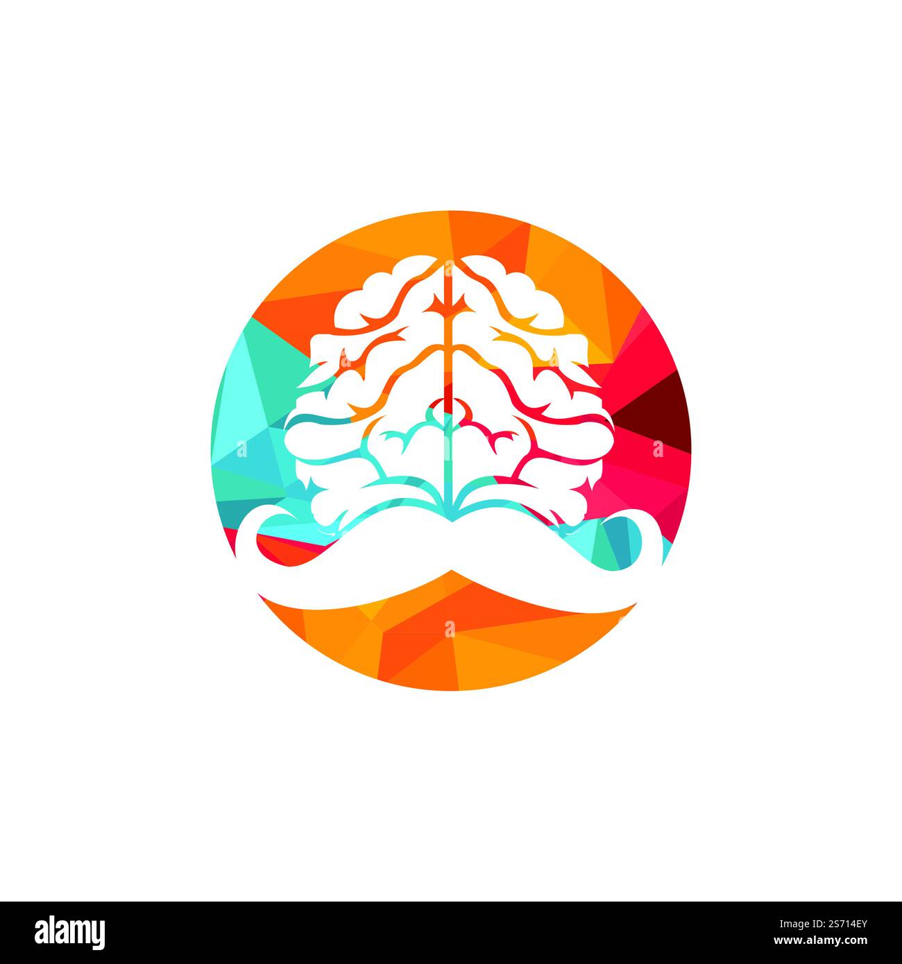 Moustache mind vector logo design template. Smart brain logo concept ...