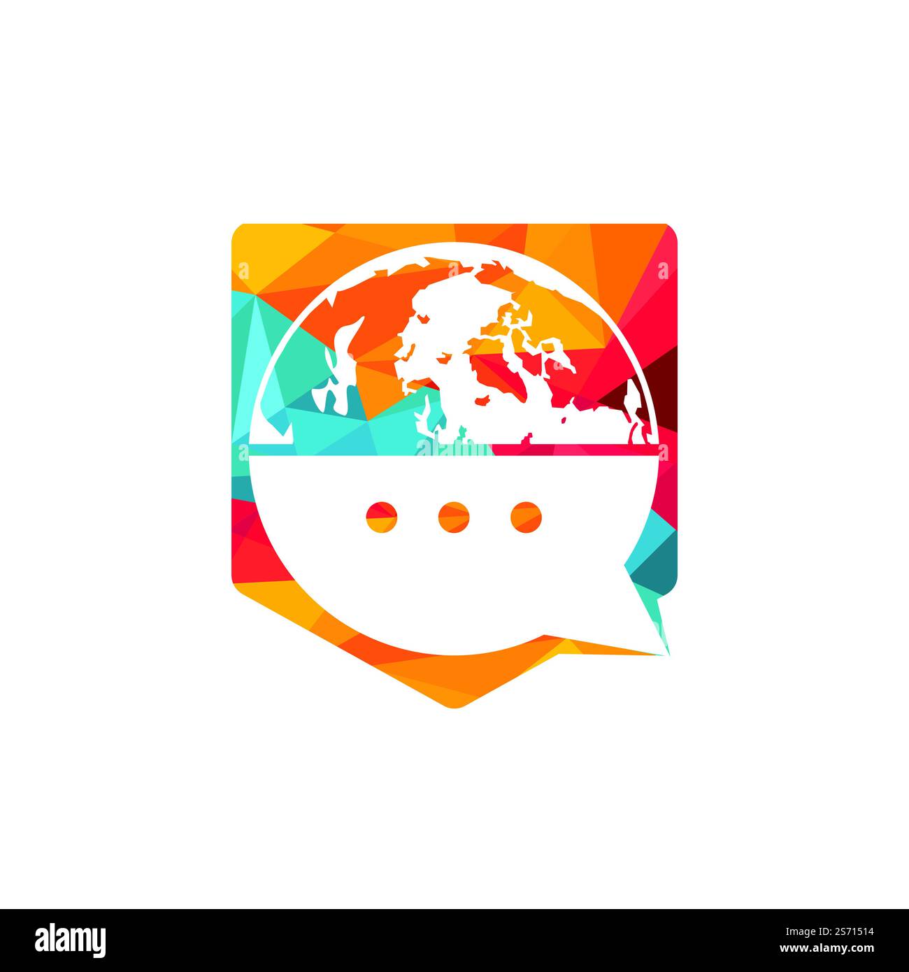 World chat vector logo design. Globe logo with bubble talk icon Stock ...