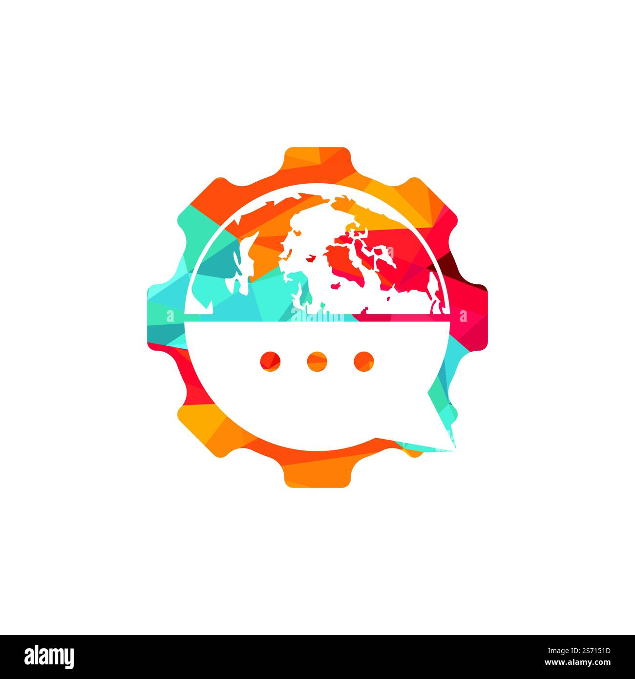 World chat vector logo design. Globe logo with bubble talk and gear ...