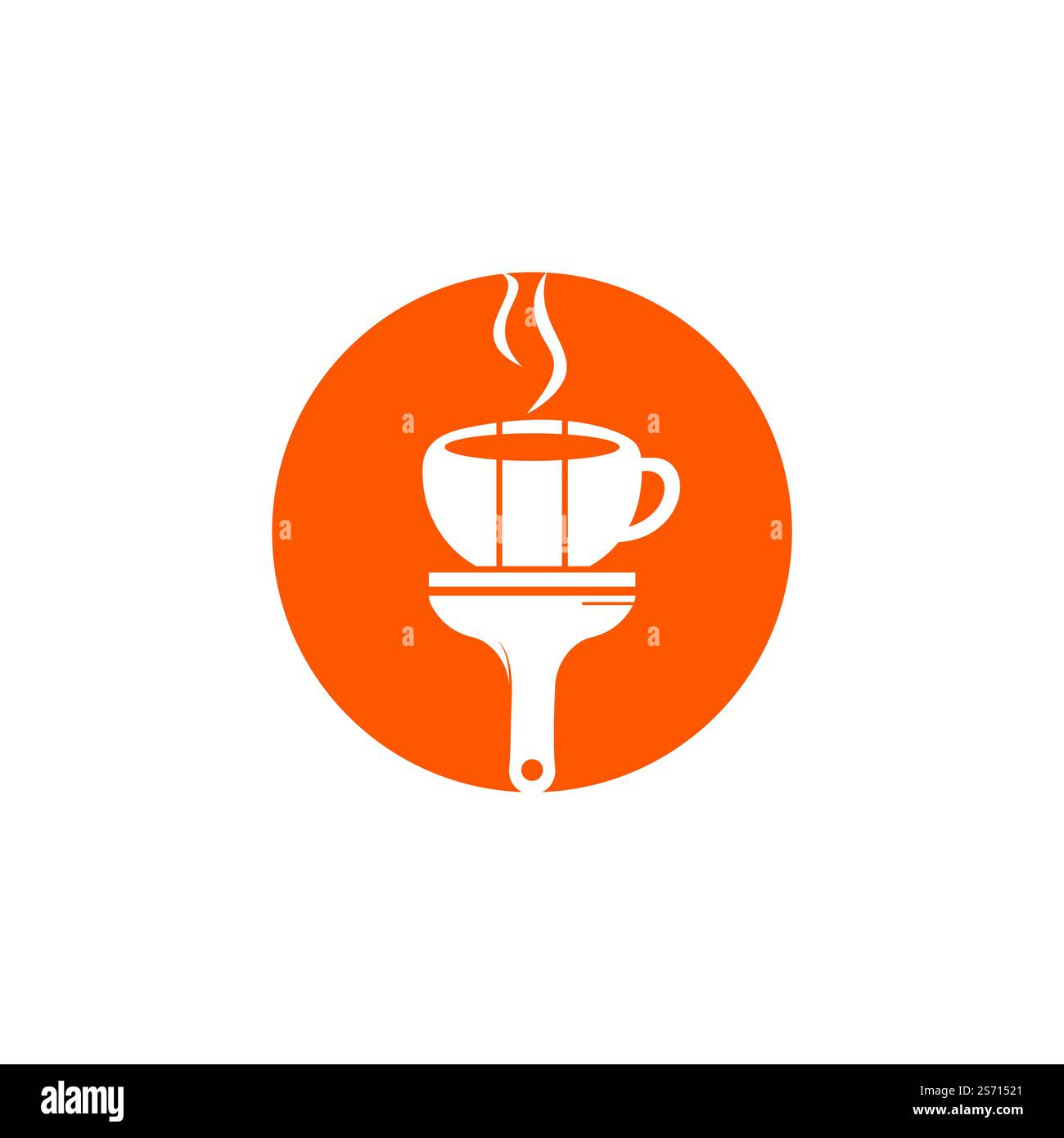 Artist cafe vector logo design concept. Coffee mug and paint brush icon ...