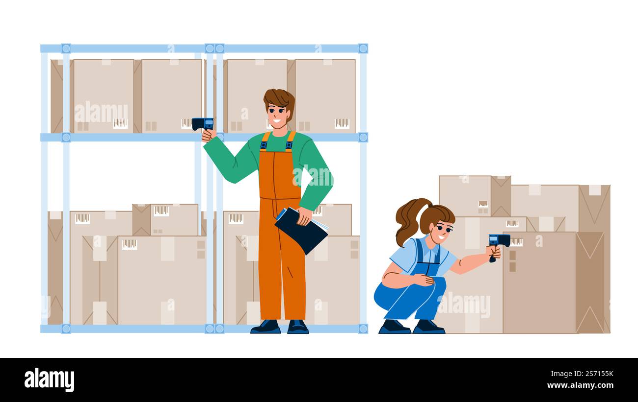 inventory control vector. warehouse industry, business storage, factory ...