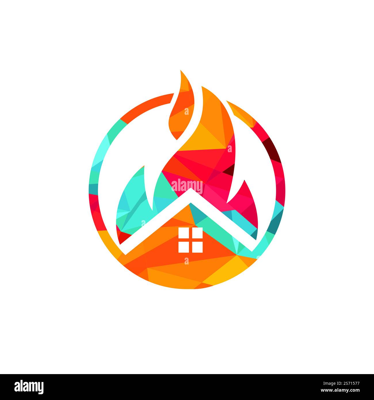 House fire vector logo design template. Preventing fire or fire alarm ...