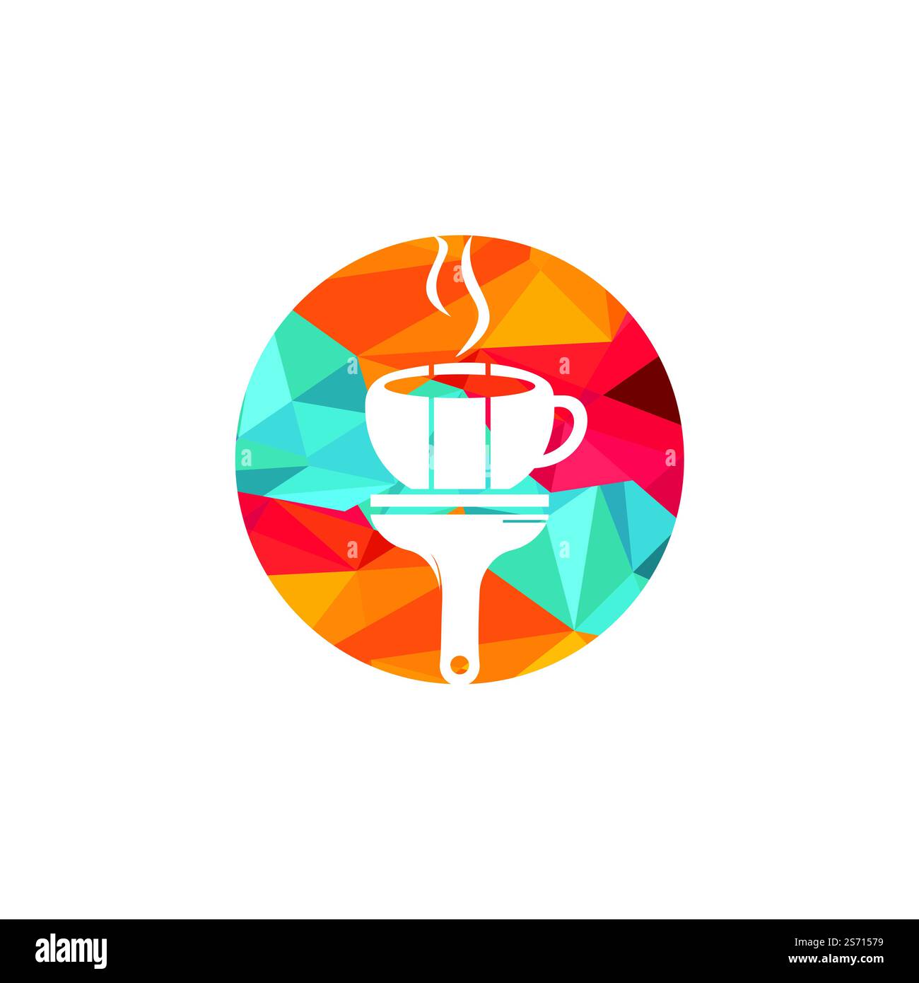 Artist cafe vector logo design concept. Coffee mug and paint brush icon ...