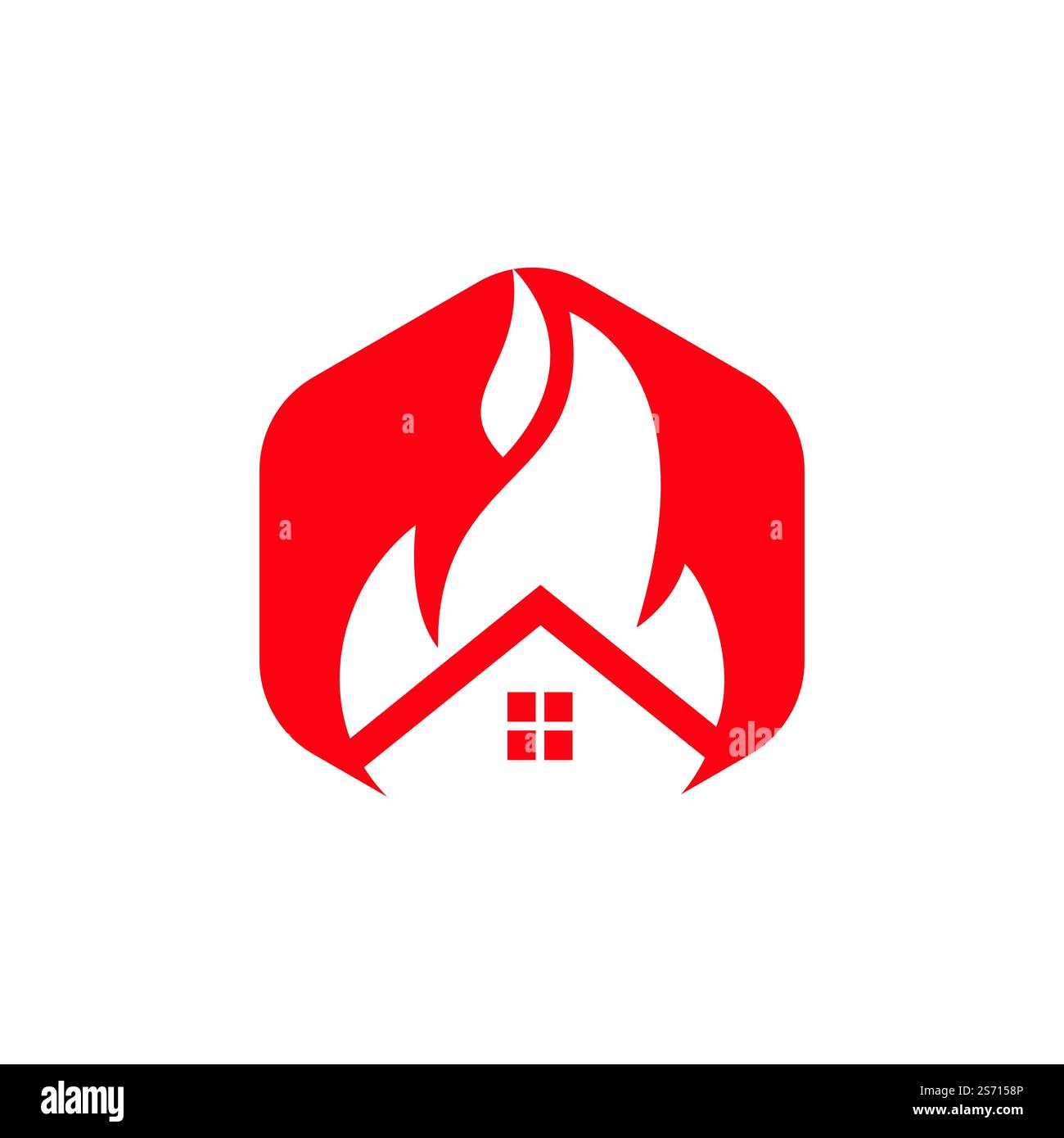 House fire vector logo design template. Preventing fire or fire alarm ...