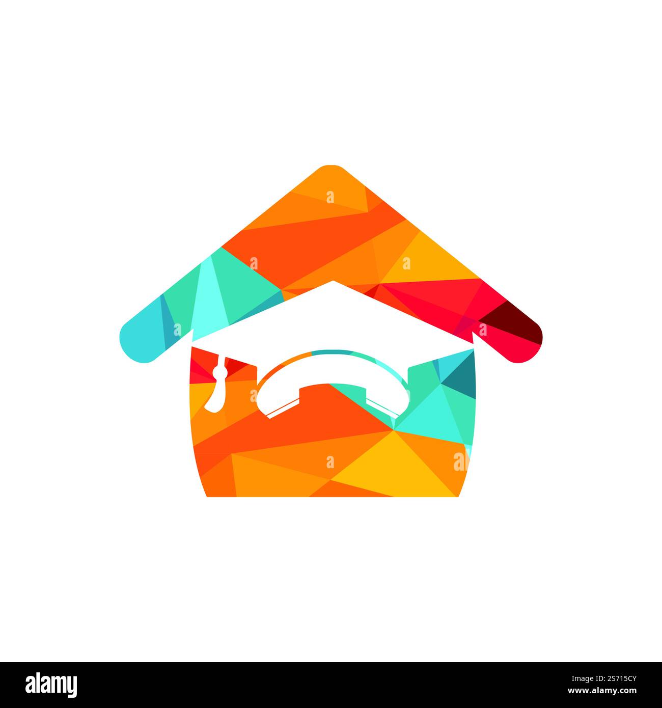 Education Call vector logo design template. Graduation cap and handset ...
