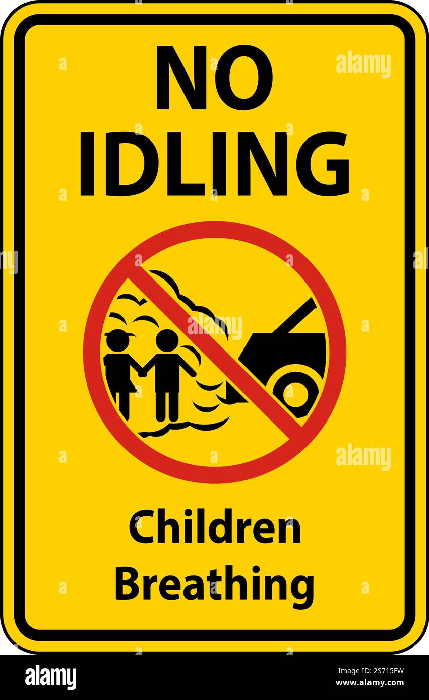 No Idling Children Breathing Sign On White Background Stock Vector ...