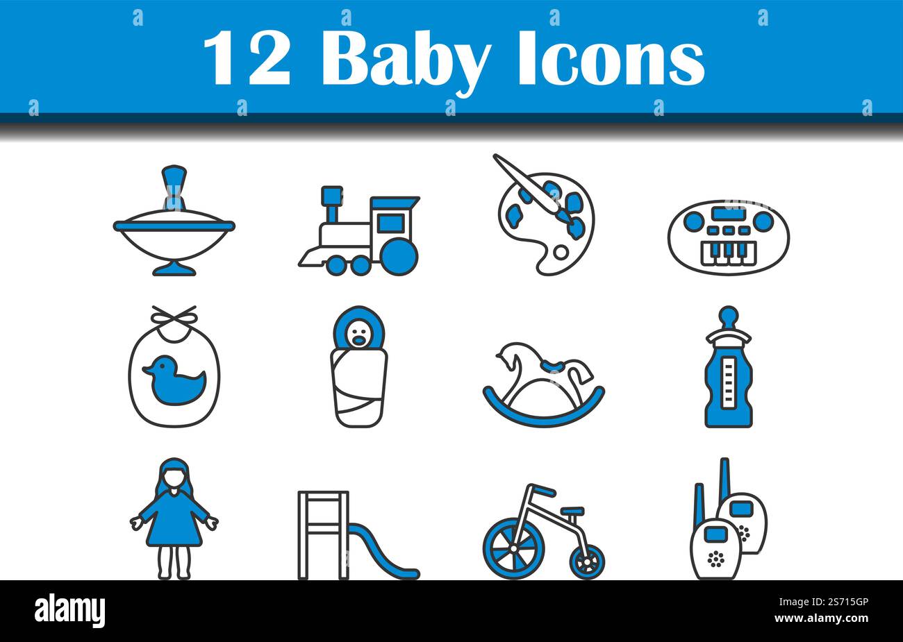 Baby Icon Set. Editable Bold Outline With Color Fill Design. Vector ...