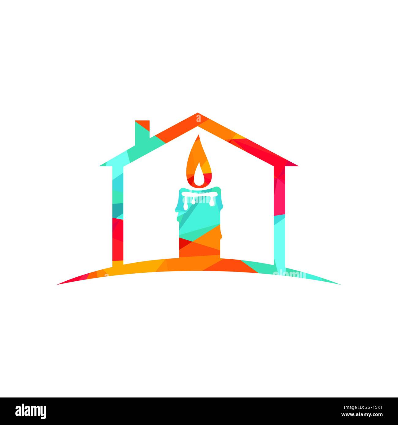 Candle home shape concept logo design illustration. Candle light ...