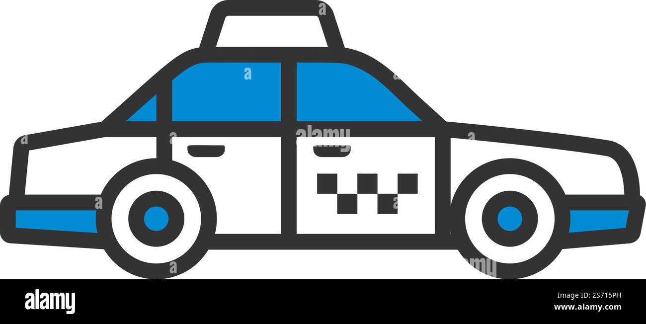 Taxi Car Icon. Editable Bold Outline With Color Fill Design. Vector ...