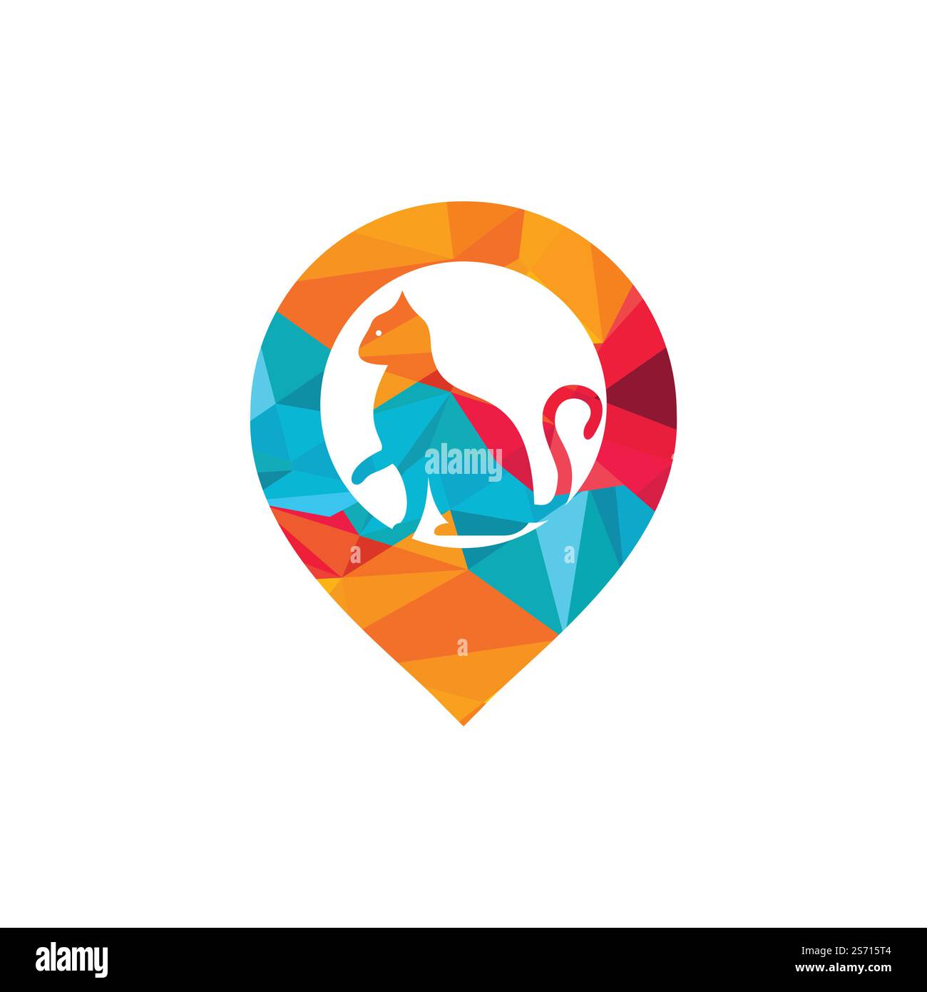 Cat and map pointer logo design. Cat locator logo design. Animal place ...