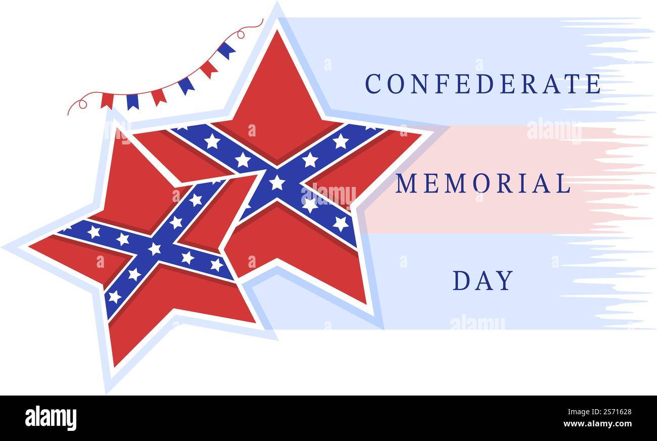 Confederate Memorial Day Template Hand Drawn Cartoon Flat Illustration ...