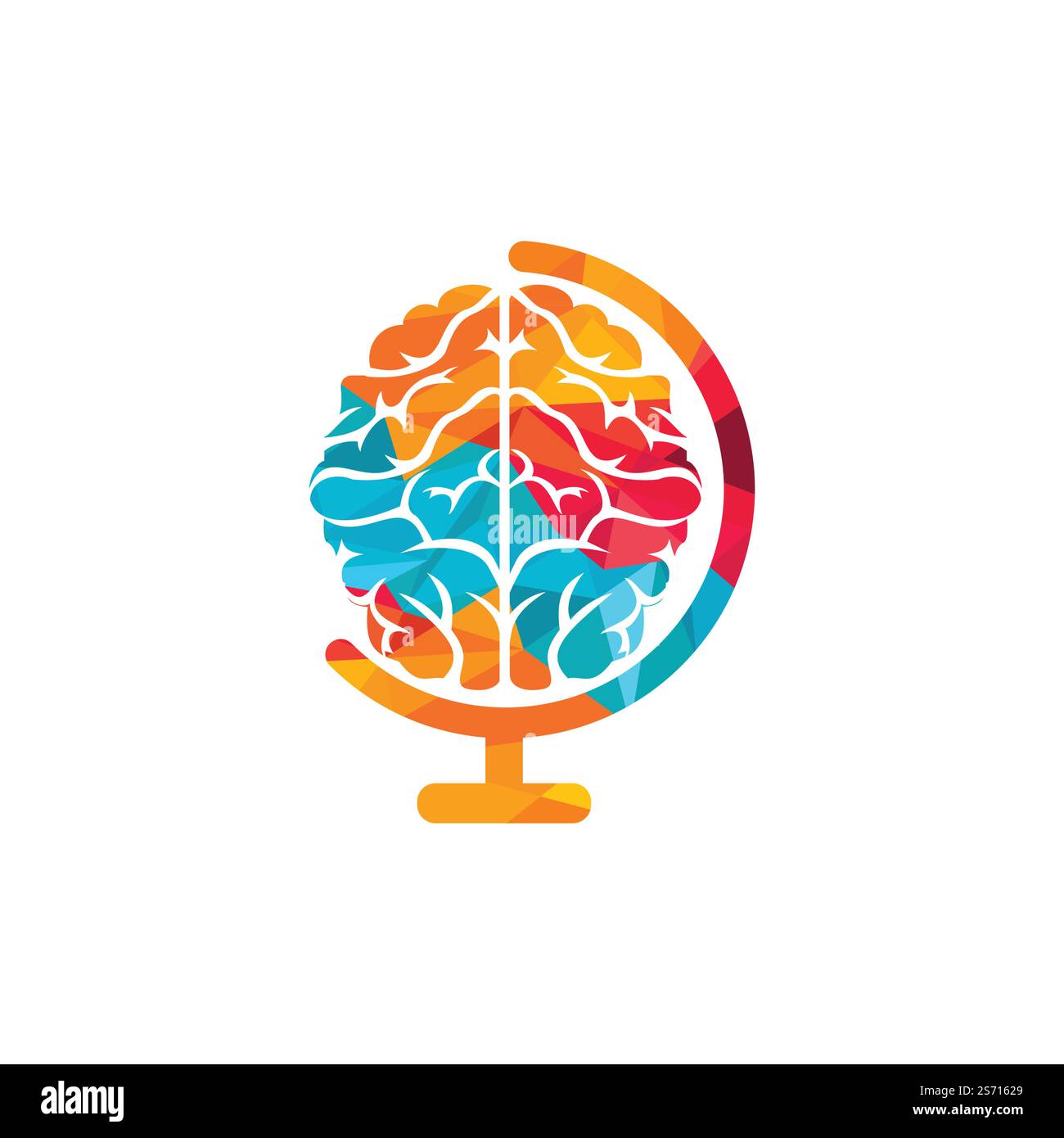 Brain planet vector logo template. Smart world logo symbol design Stock ...
