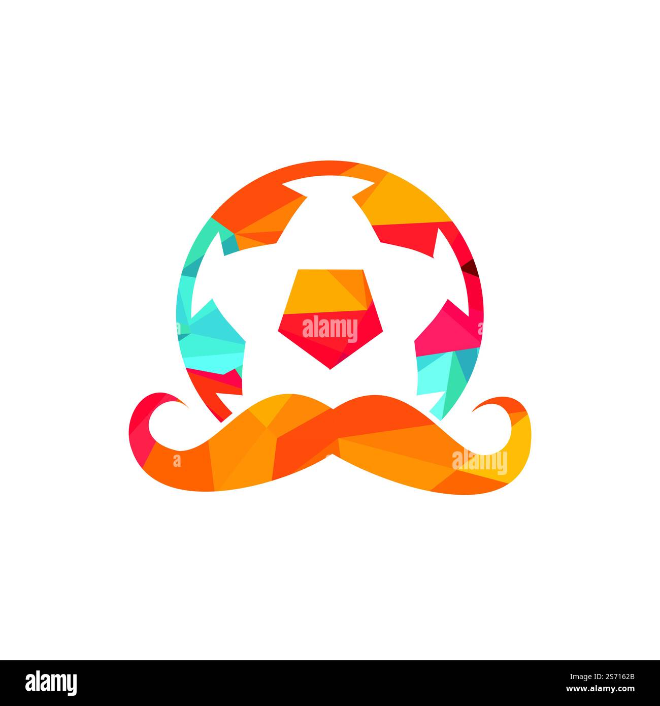 Strong soccer vector logo design. Moustache and soccer ball vector icon ...