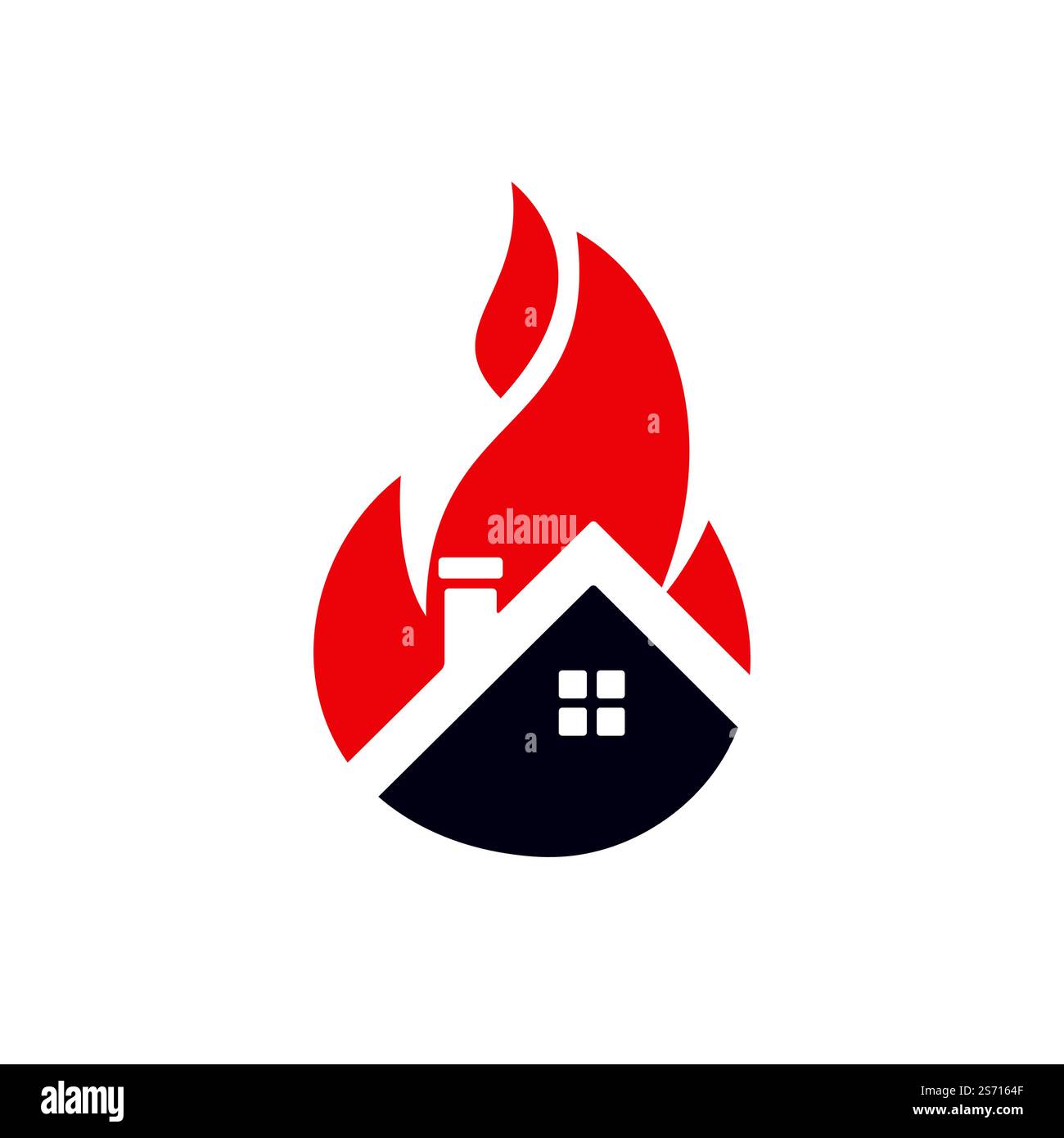 House fire vector logo design template. Preventing fire or fire alarm ...
