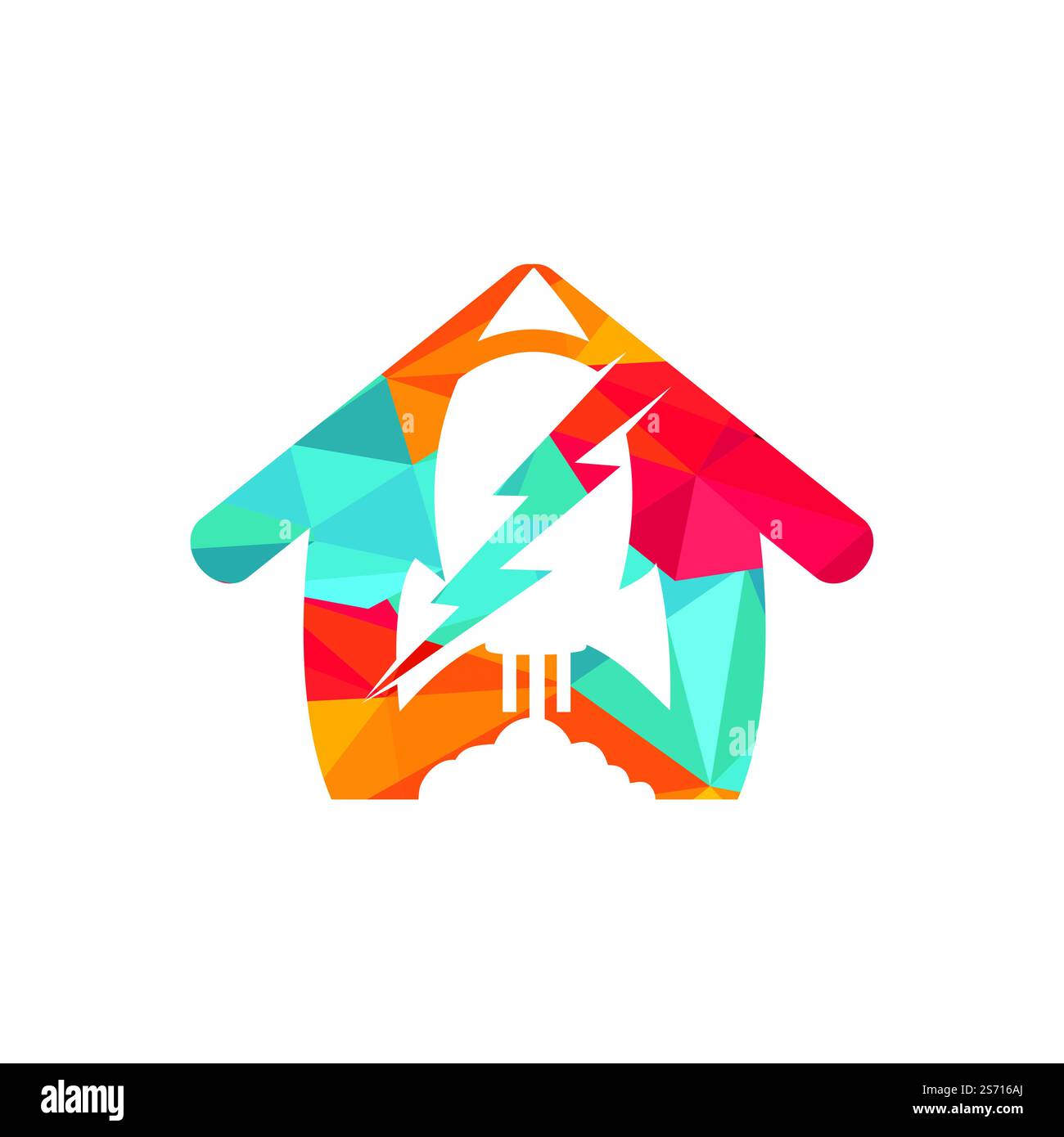 Electric rocket vector logo design. Rocket with thunderbolt and home ...