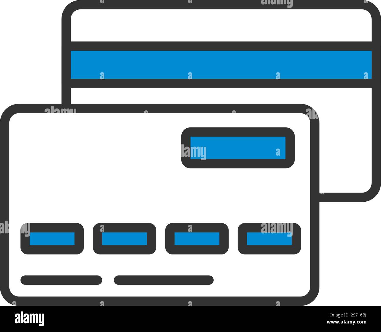 Front And Back Side Of Credit Card Icon. Editable Bold Outline With ...