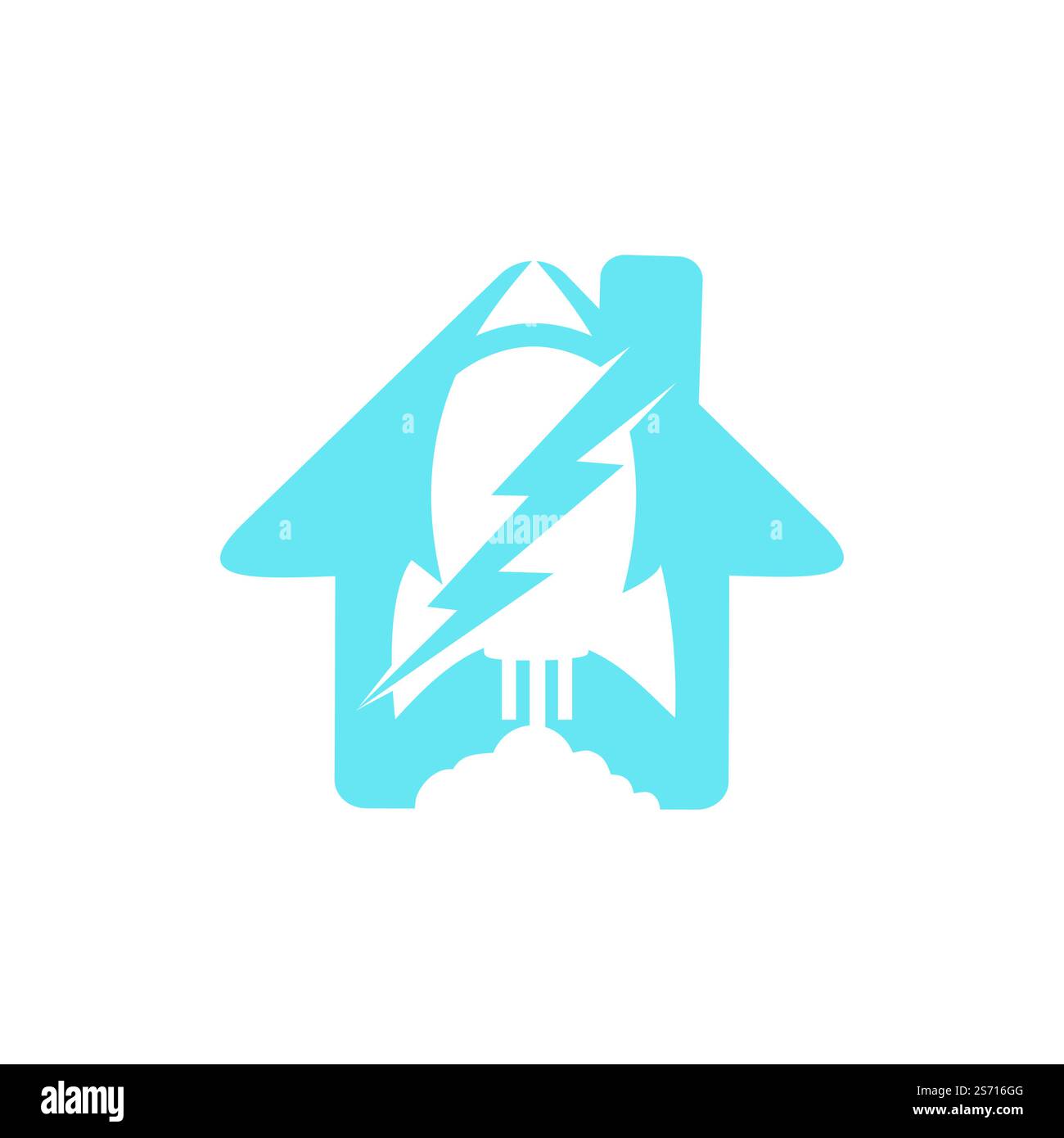 Electric rocket vector logo design. Rocket with thunderbolt and home ...