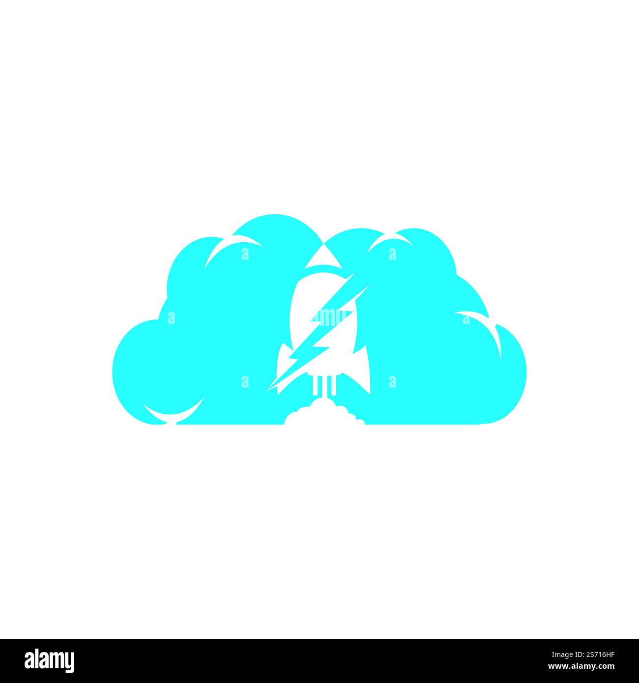 Electric rocket vector logo design. Rocket with thunderbolt and cloud ...