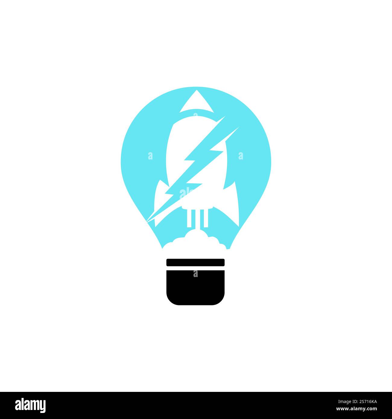 Electric rocket vector logo design. Rocket with thunderbolt and light ...