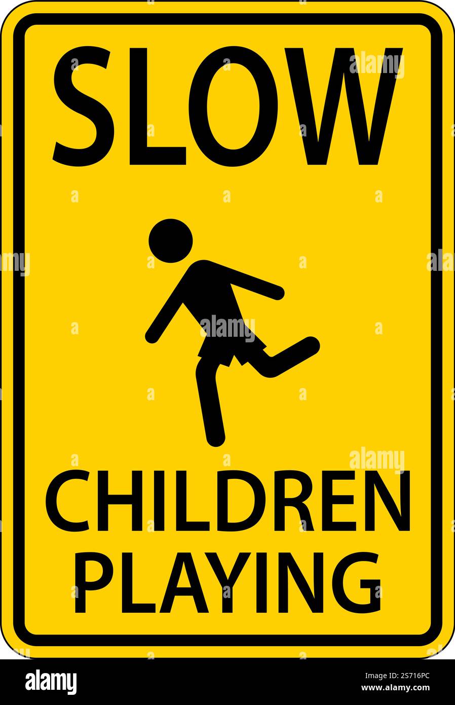 Slow Children Playing Sign On White Background Stock Vector Image & Art ...