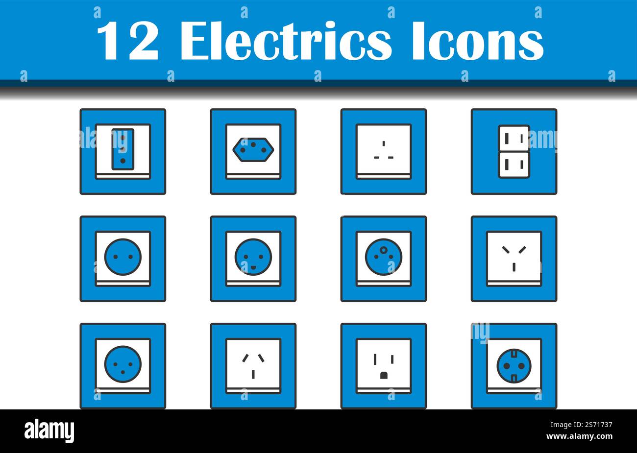 Electrics Icon Set. Editable Bold Outline With Color Fill Design ...