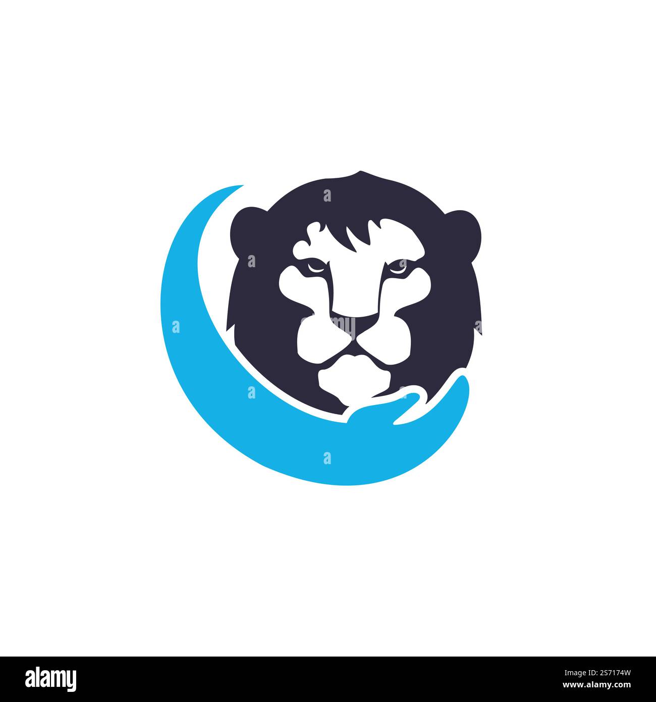 Lion care vector logo design concept. Human hand and lion icon Stock ...