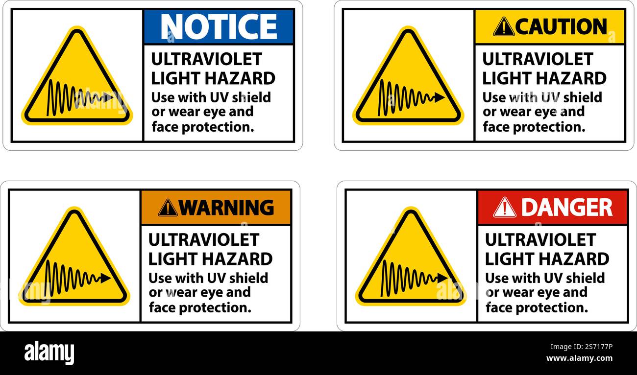 Ultraviolet Light Hazard Label On White Background Stock Vector Image ...