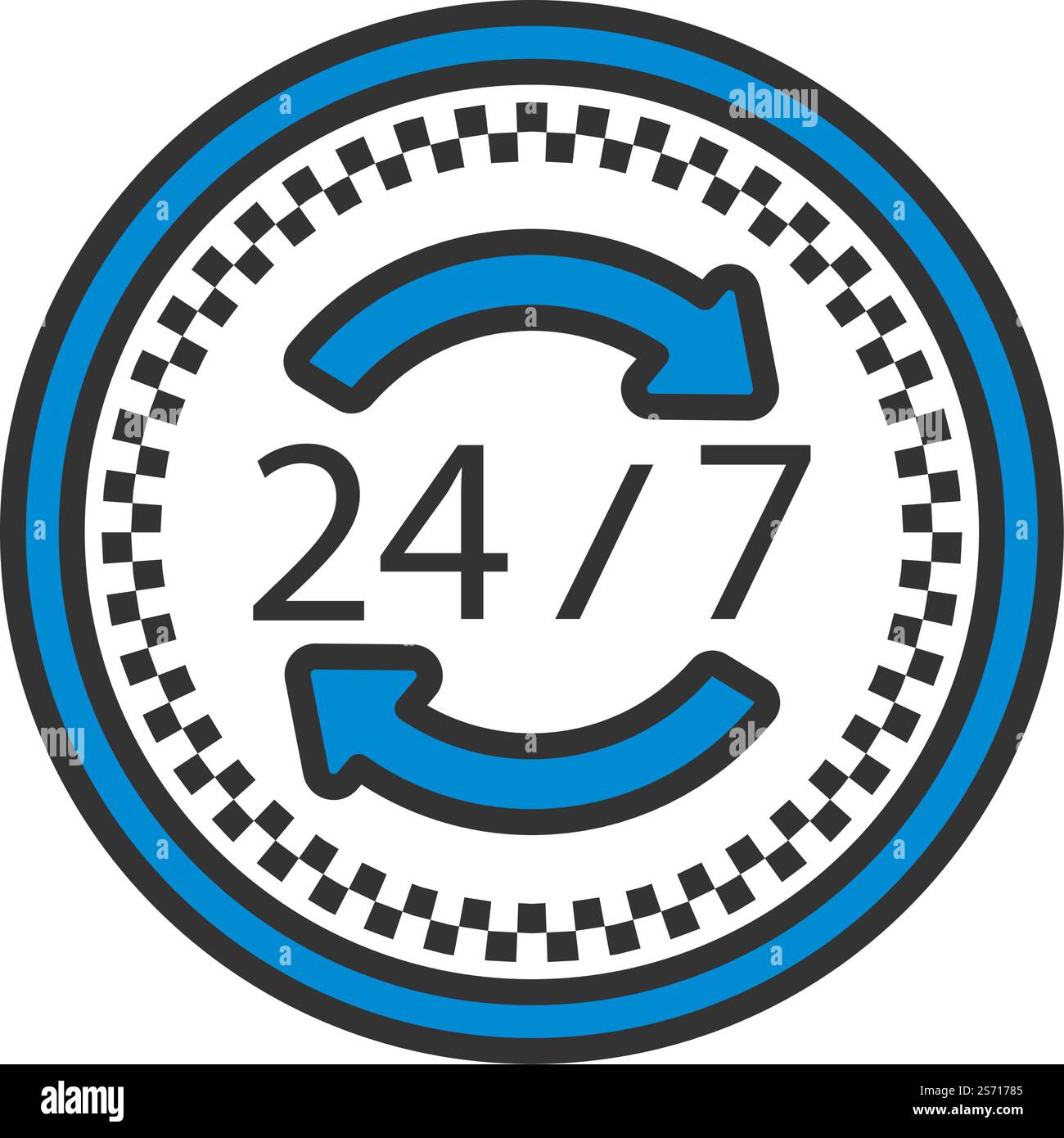 24 Hour Taxi Service Icon. Editable Bold Outline With Color Fill Design ...