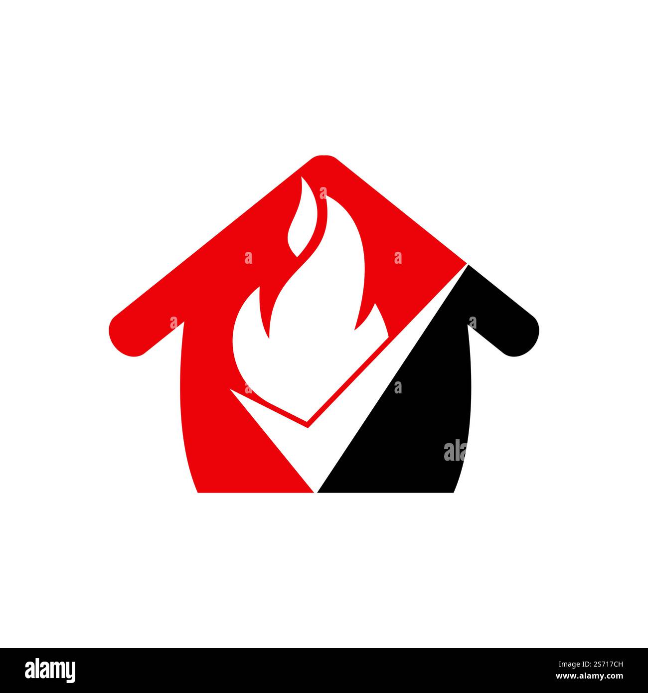Fire check vector logo design template. Fire and checkmark with home ...