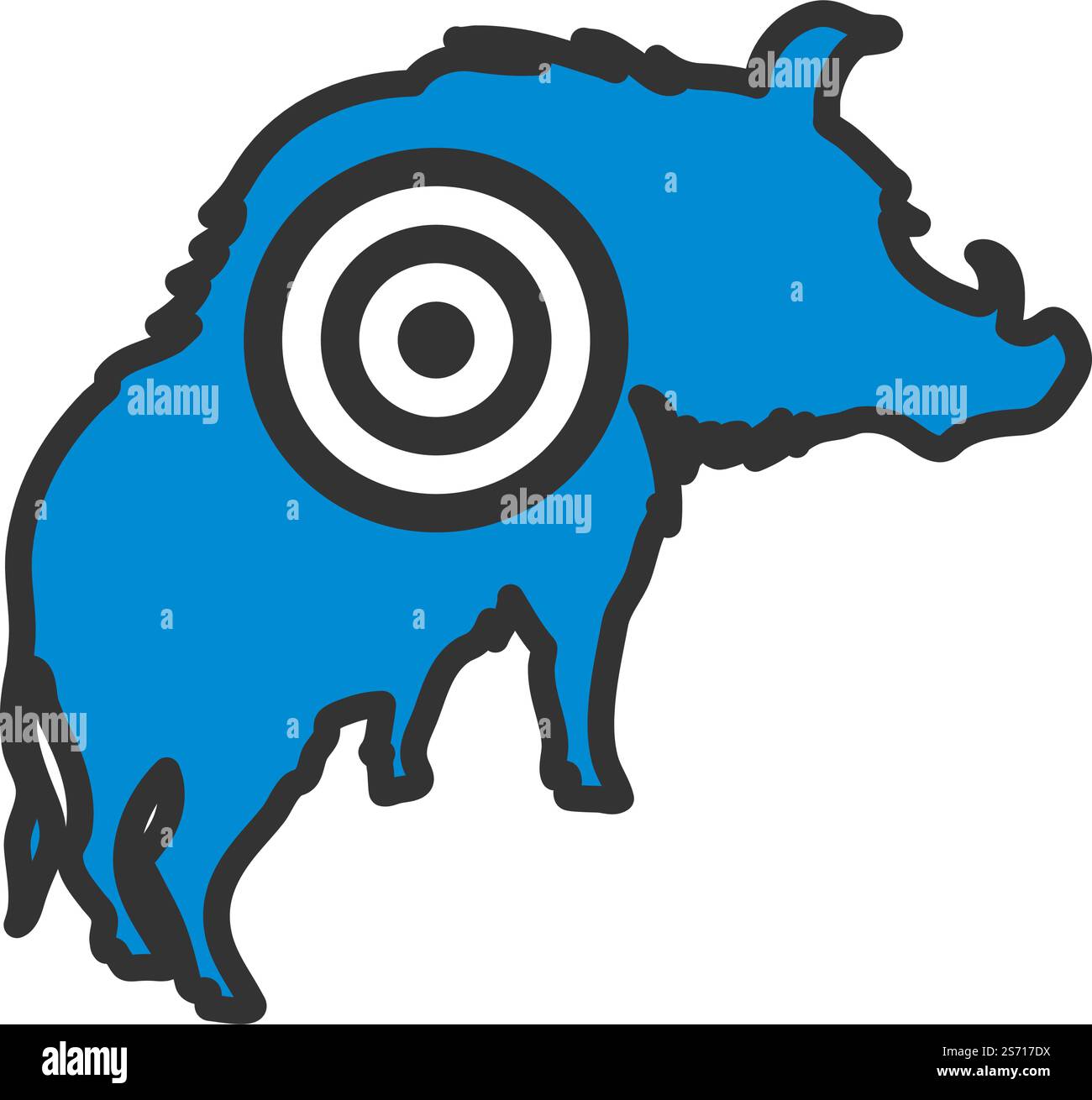 Icon Of Boar Silhouette With Target. Editable Bold Outline With Color ...